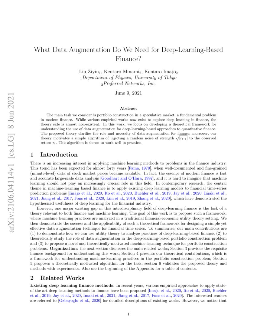What Data Augmentation Do We Need for Deep-Learning-Based Finance? | DeepAI