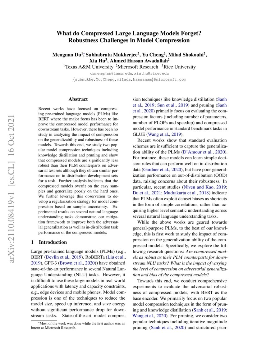 What Do Compressed Large Language Models Forget Robustness Challenges In Model Compression Deepai