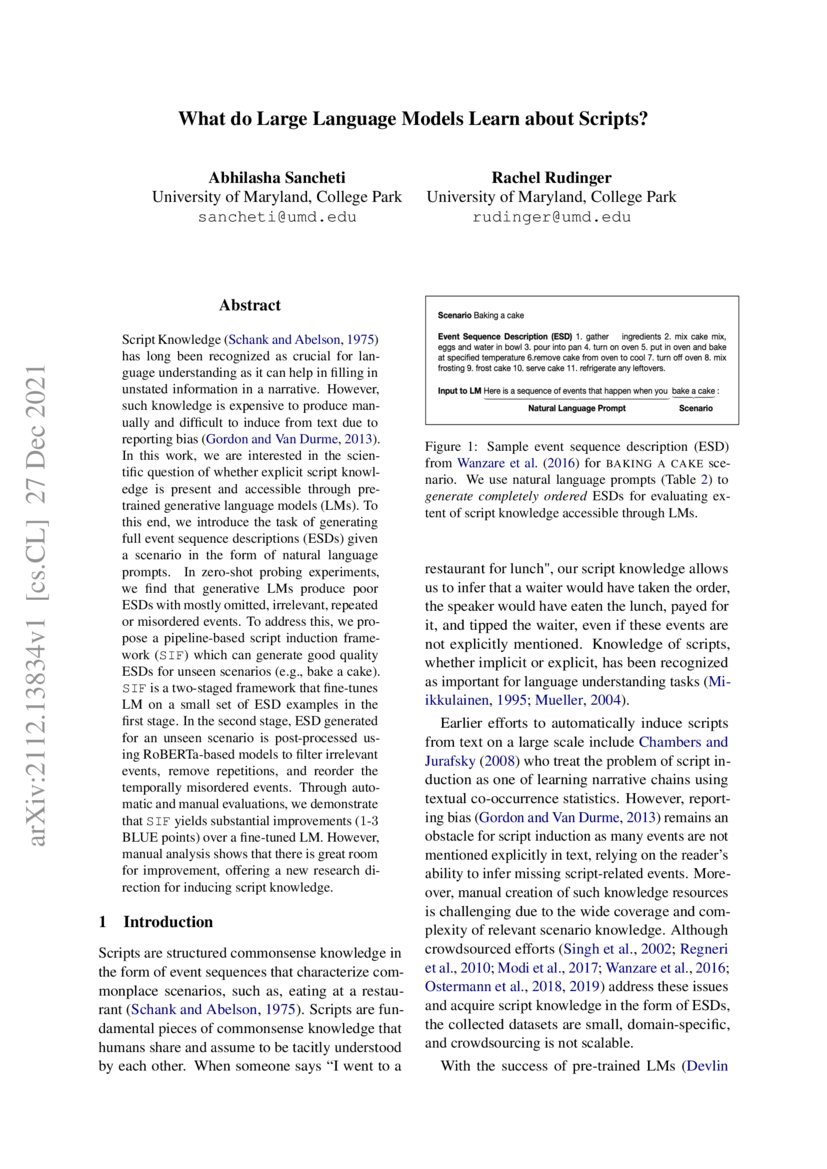 What do Large Language Models Learn about Scripts? | DeepAI