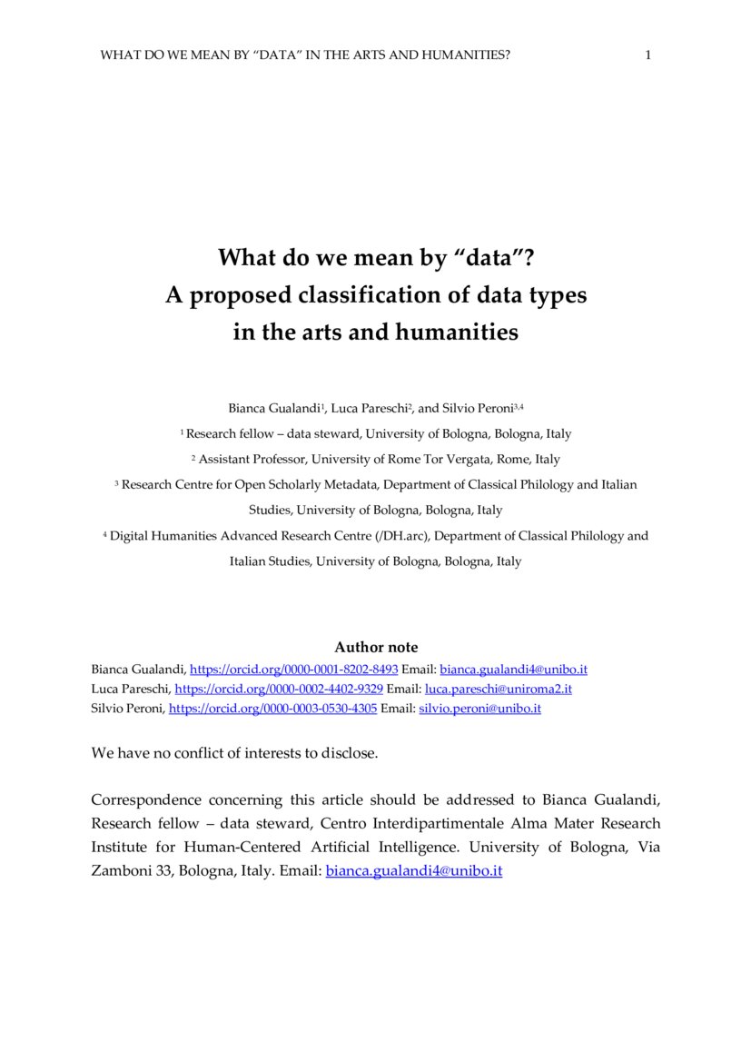 What do we mean by "data"? A proposed classification of data types in ...