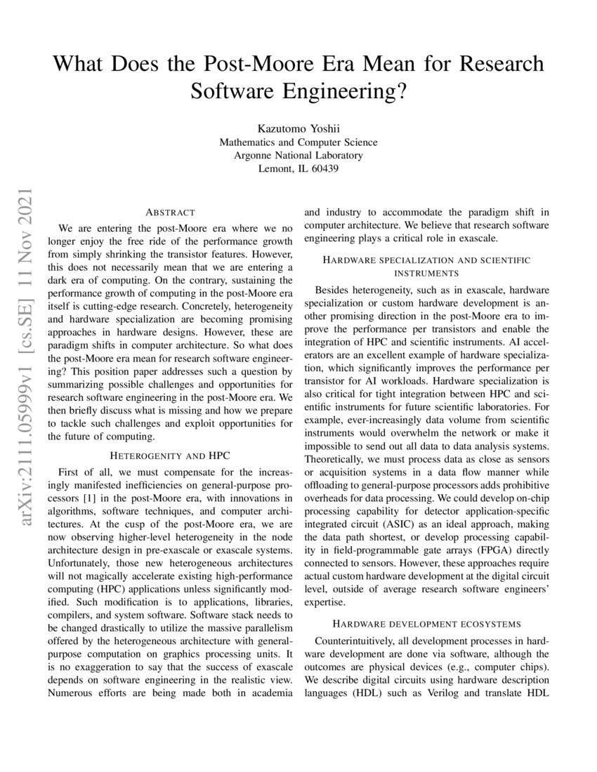 What Does the Post-Moore Era Mean for Research Software Engineering ...