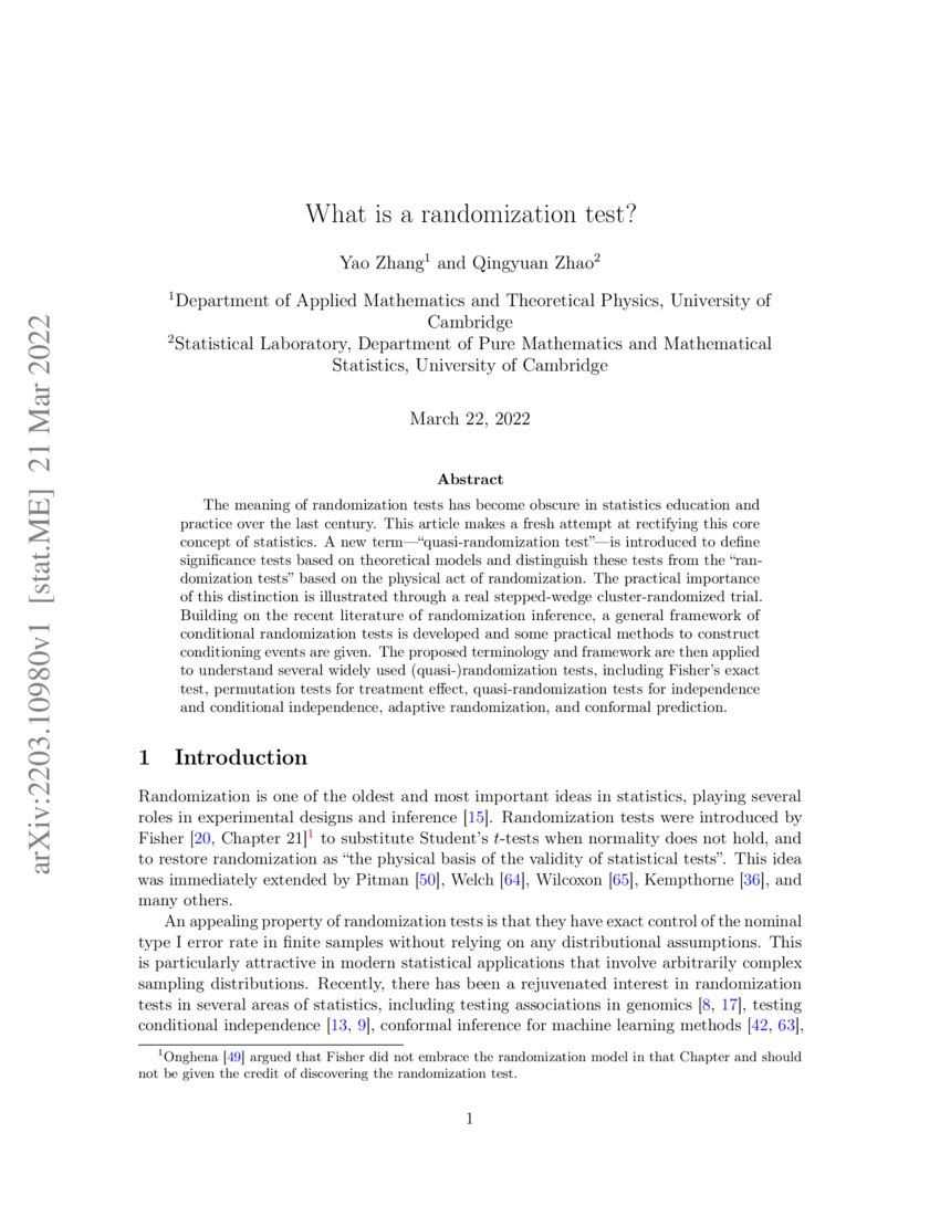 What is a randomization test? | DeepAI