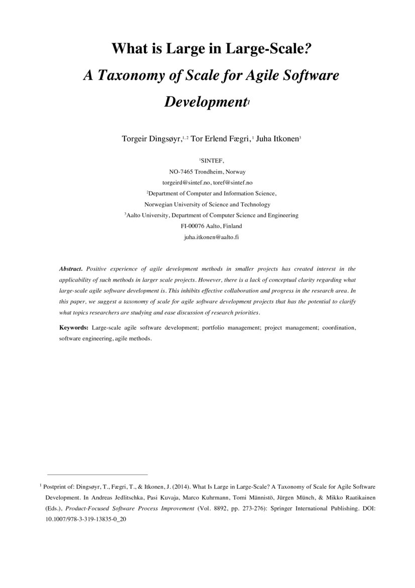 What is Large in Large-Scale? A Taxonomy of Scale for Agile Software ...