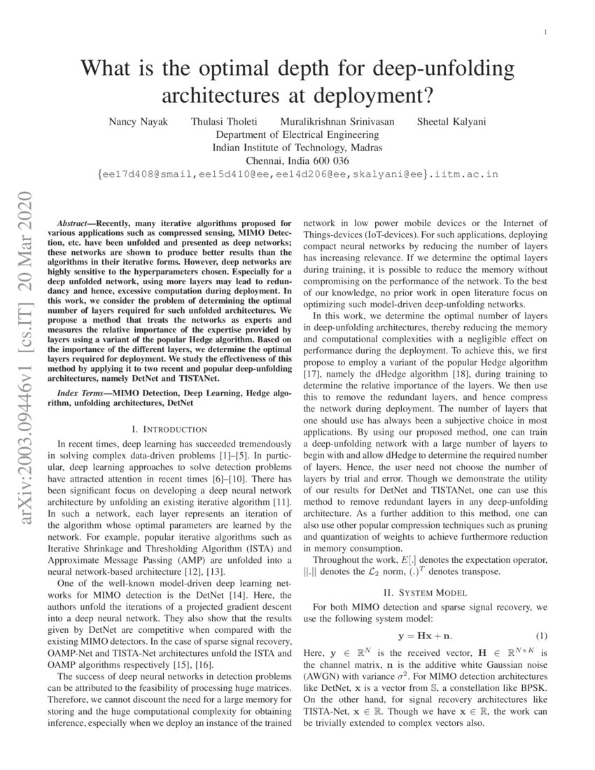 What is the optimal depth for deep-unfolding architectures at ...