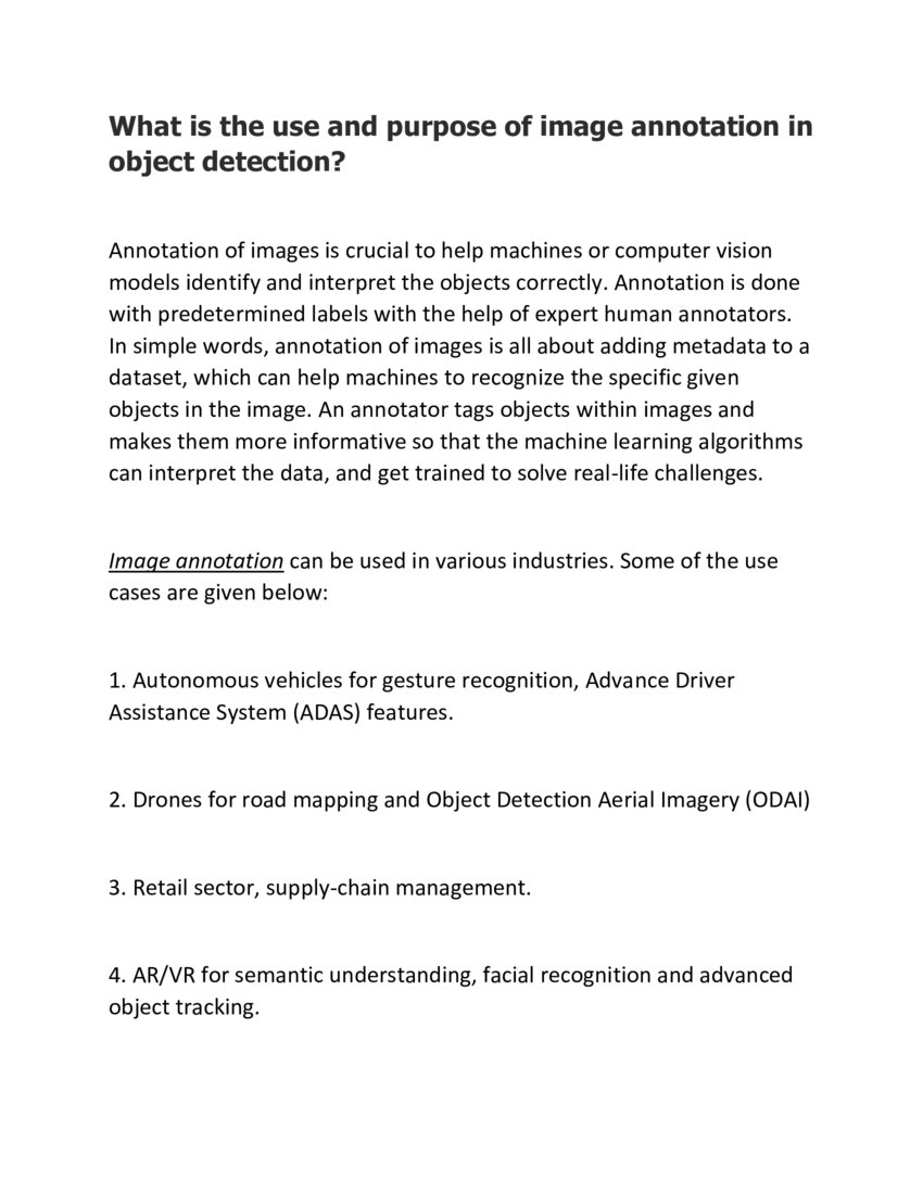 What Is The Use And Purpose Of Image Annotation In Object Detection