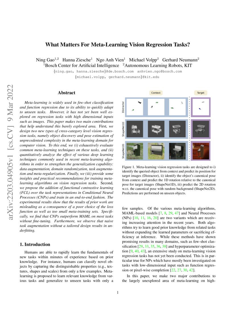 What Matters For Meta-Learning Vision Regression Tasks? | DeepAI