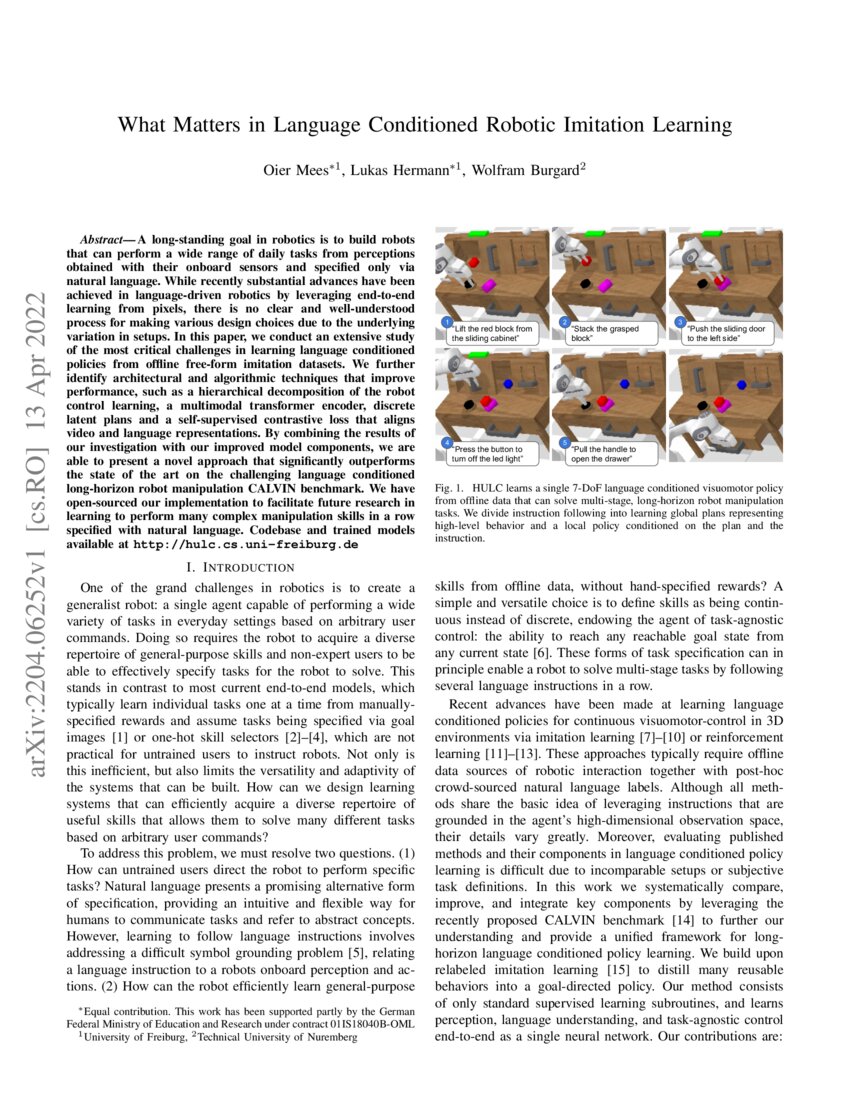 What Matters in Language Conditioned Robotic Imitation Learning | DeepAI