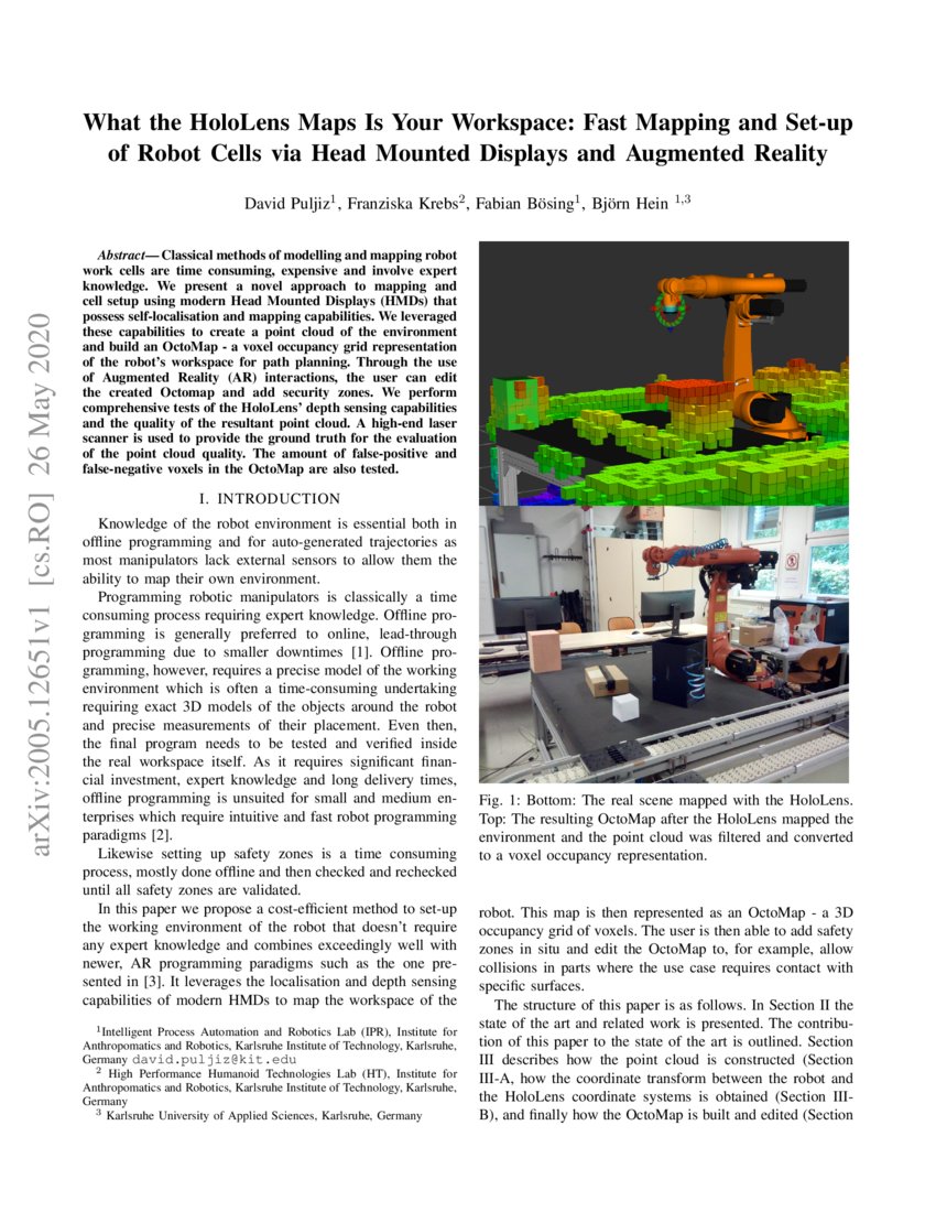 What the HoloLens Maps Is Your Workspace: Fast Mapping and Set-up of ...