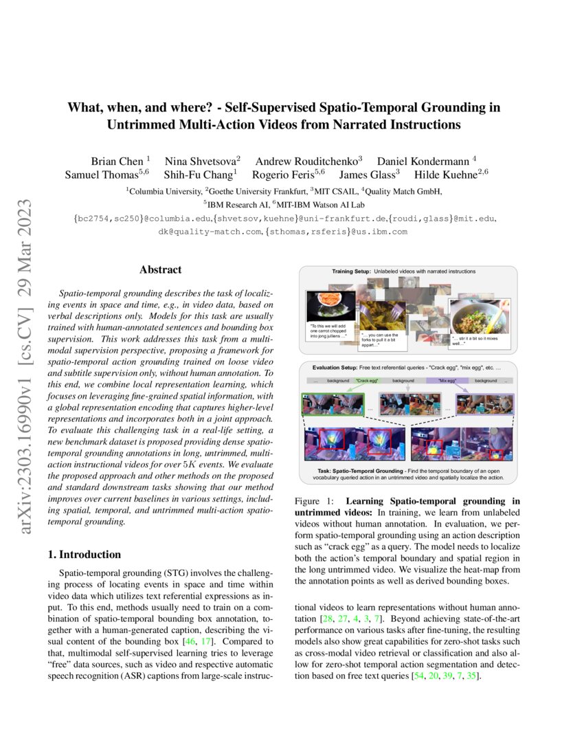 What When And Where Self Supervised Spatio Temporal Grounding In Untrimmed Multi Action