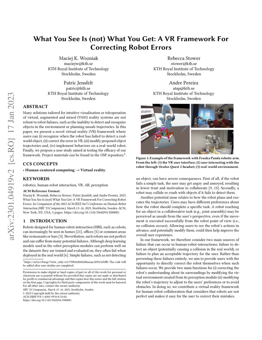 What You See Is Not What You Get A Vr Framework For Correcting Robot