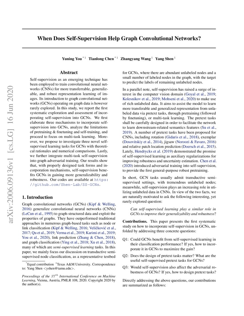 When Does Self-Supervision Help Graph Convolutional Networks? | DeepAI
