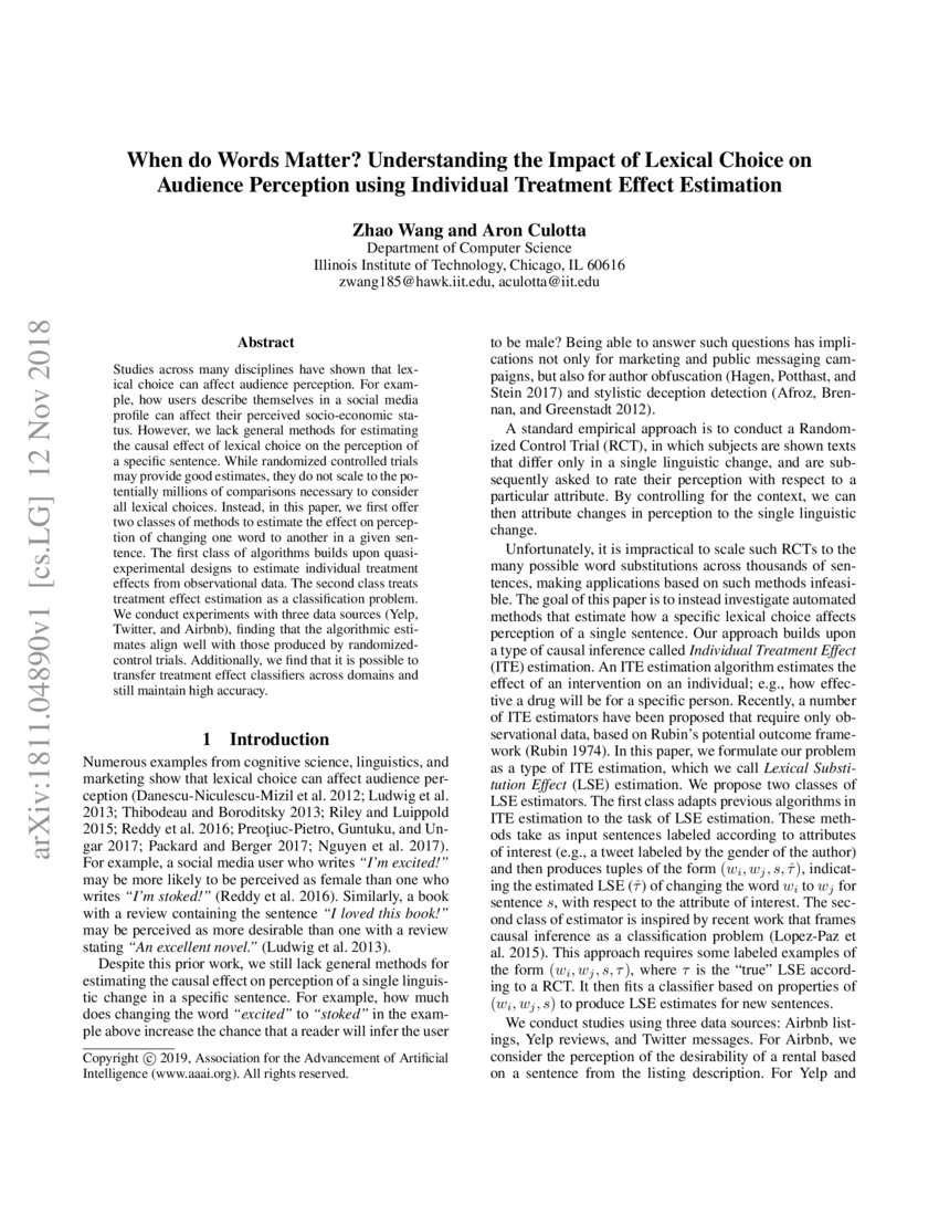 When doWords Matter? Understanding the Impact of Lexical Choice on ...