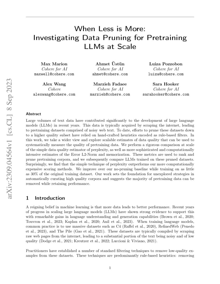 When Less is More: Investigating Data Pruning for Pretraining LLMs at Scale | DeepAI