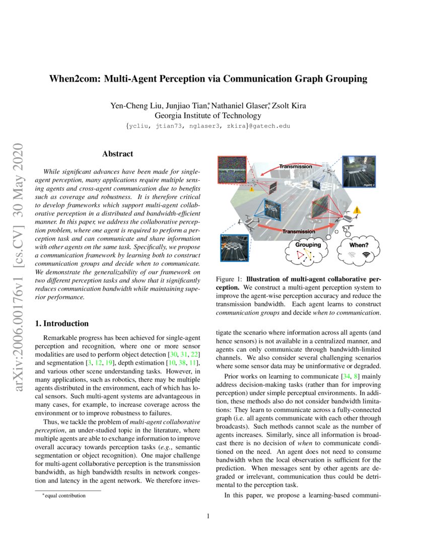 When2com: Multi-Agent Perception via Communication Graph Grouping | DeepAI