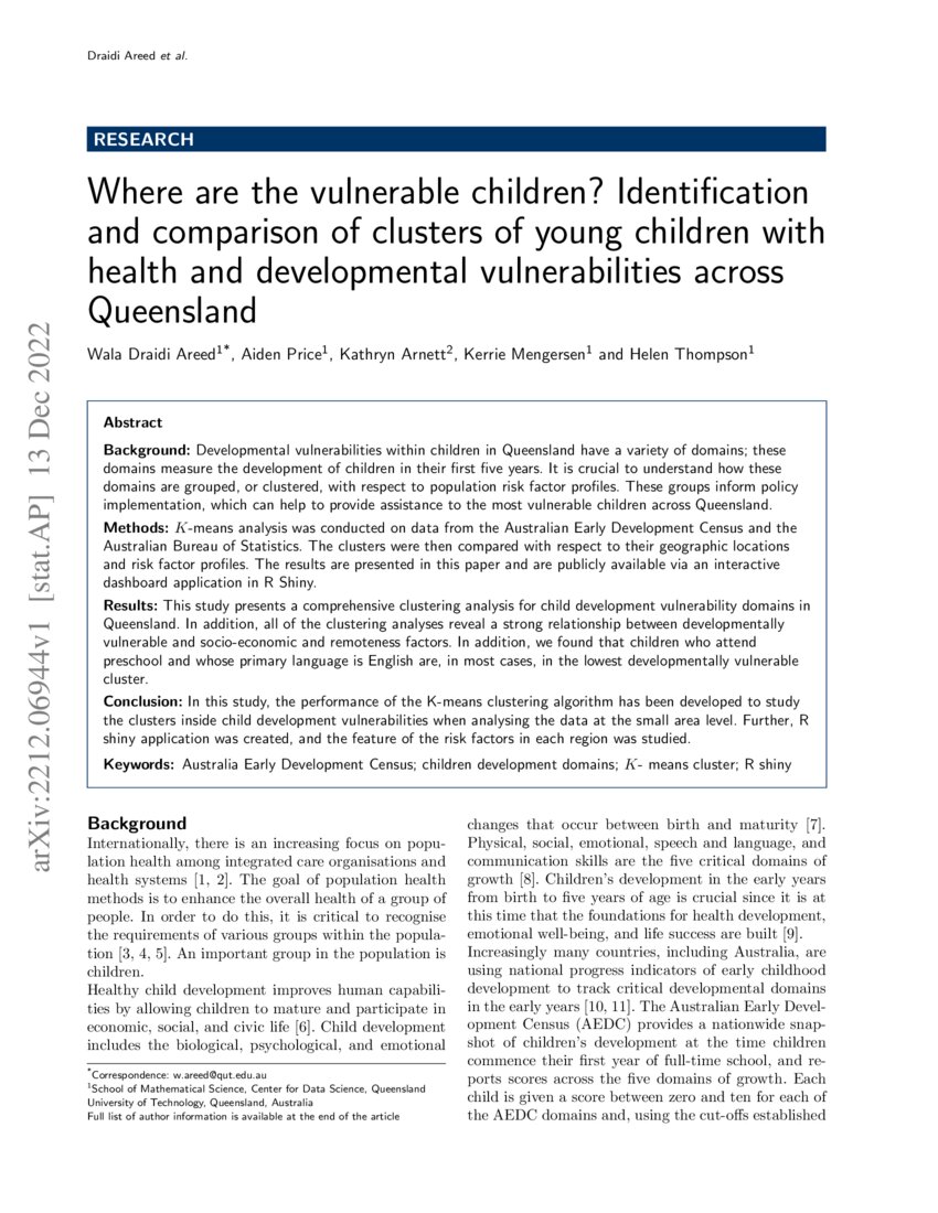 Where are the vulnerable children? Identification and comparison of ...