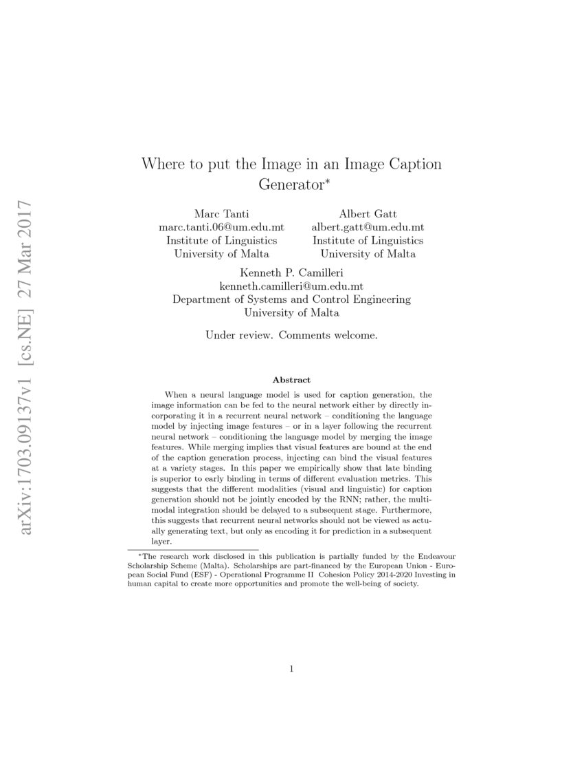 Where to put the Image in an Image Caption Generator | DeepAI