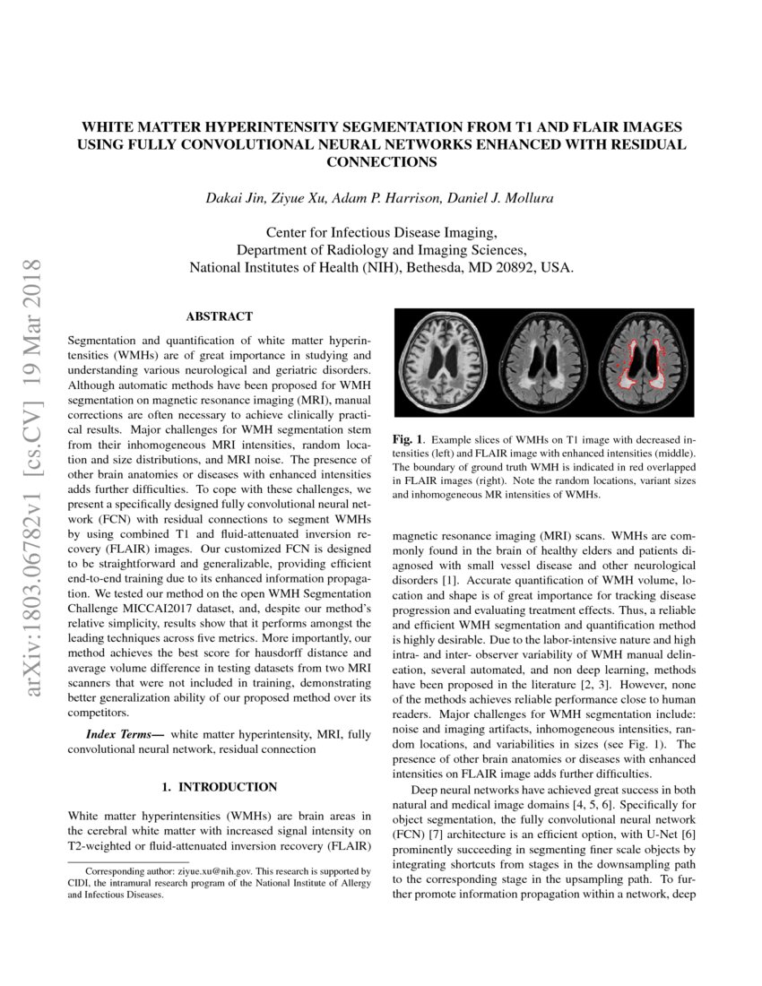 White matter hyperintensity segmentation from T1 and FLAIR images using fully convolutional ...