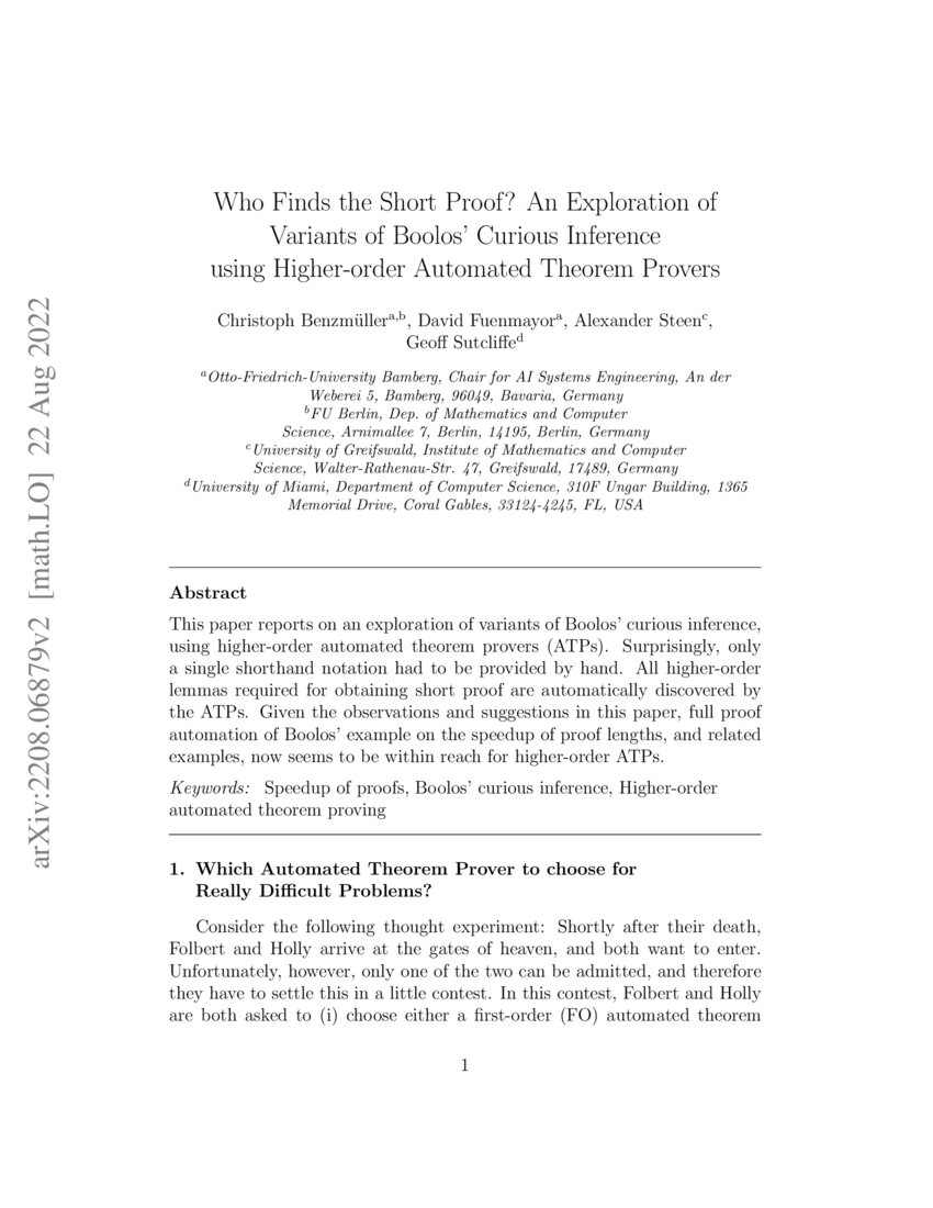 Who Finds The Short Proof An Exploration Of Variants Of Boolos Curious Inference Using Higher