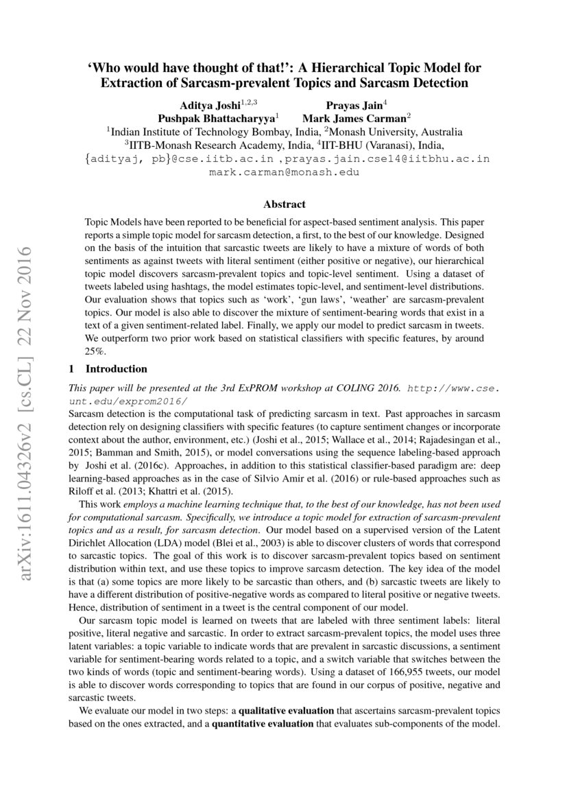 `who Would Have Thought Of That A Hierarchical Topic Model For