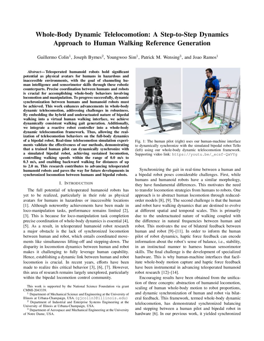 Whole-Body Dynamic Telelocomotion: A Step-to-Step Dynamics Approach to ...