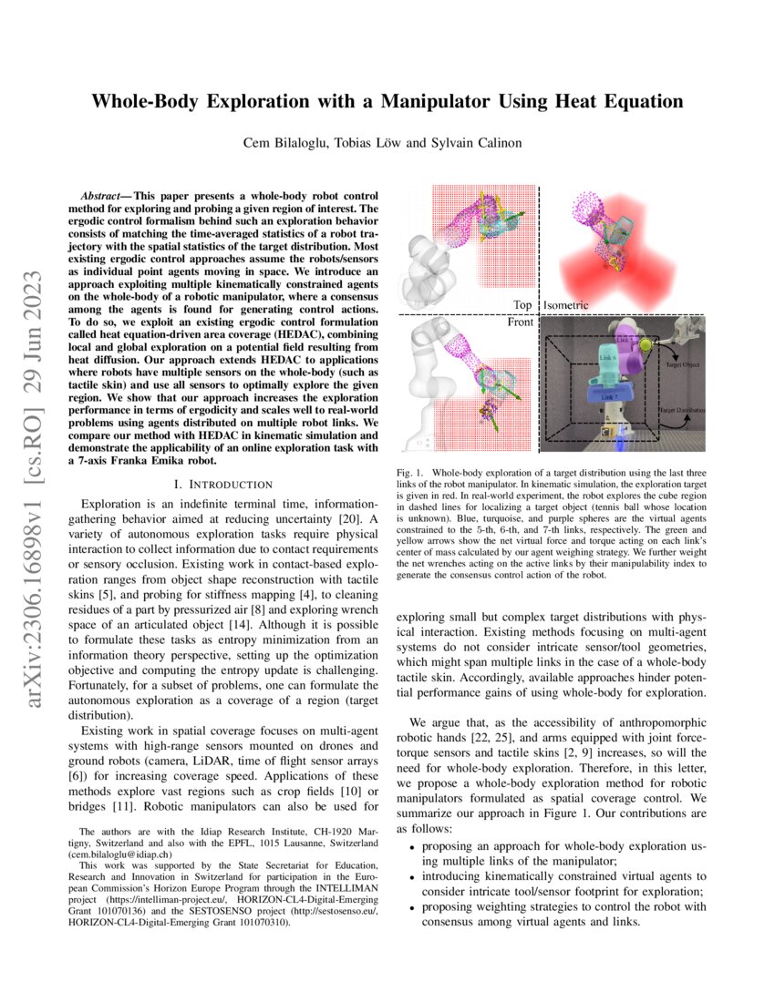 Whole-Body Exploration with a Manipulator Using Heat Equation | DeepAI