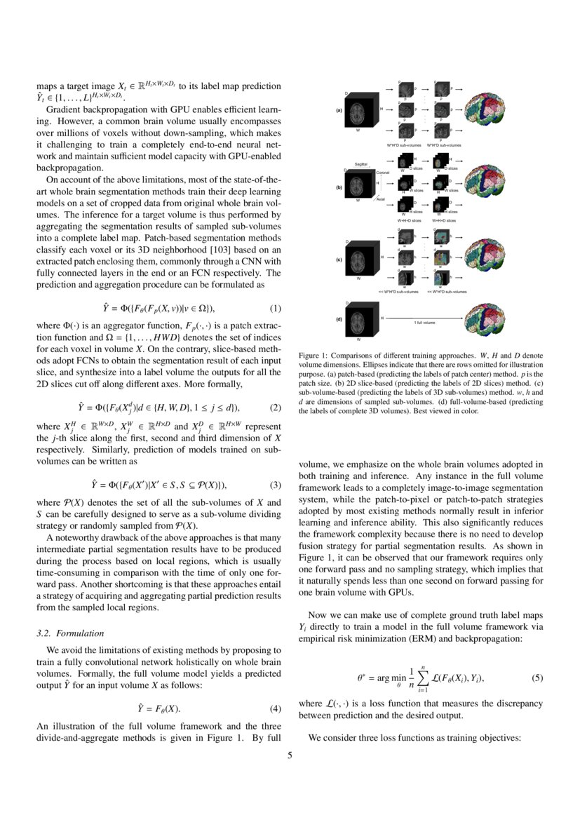 Whole Brain Segmentation With Full Volume Neural Network Deepai