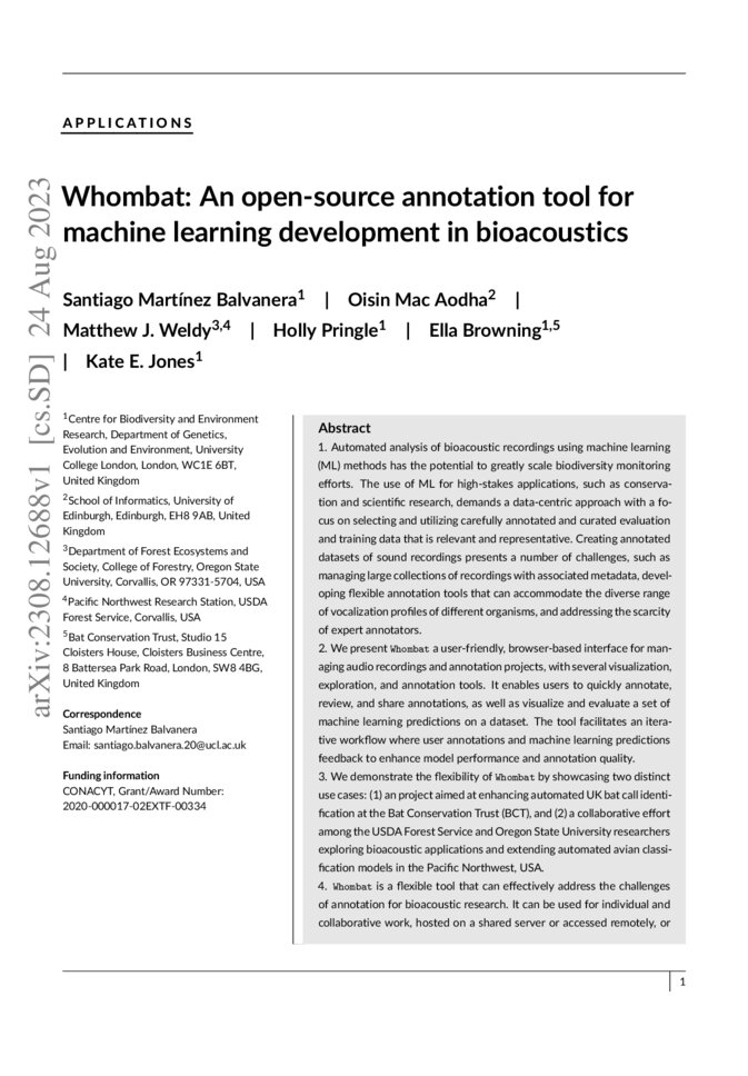 Whombat An Open Source Annotation Tool For Machine Learning Development In Bioacoustics Deepai