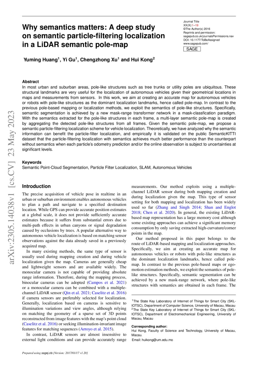 Why semantics matters: A deep study on semantic particle-filtering localization in a LiDAR ...