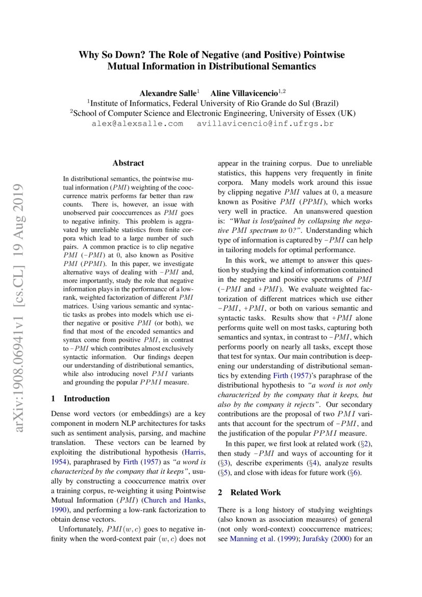 Why So Down? The Role of Negative (and Positive) Pointwise Mutual ...