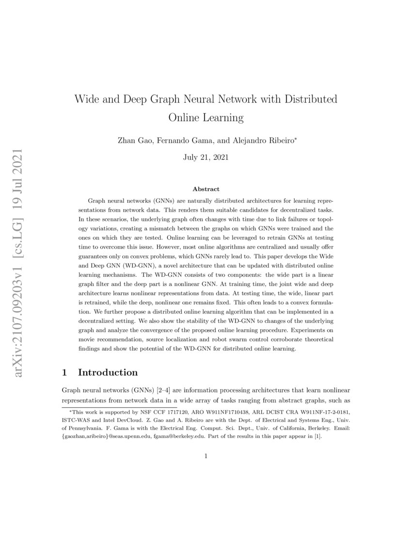 Wide and Deep Graph Neural Network with Distributed Online Learning ...