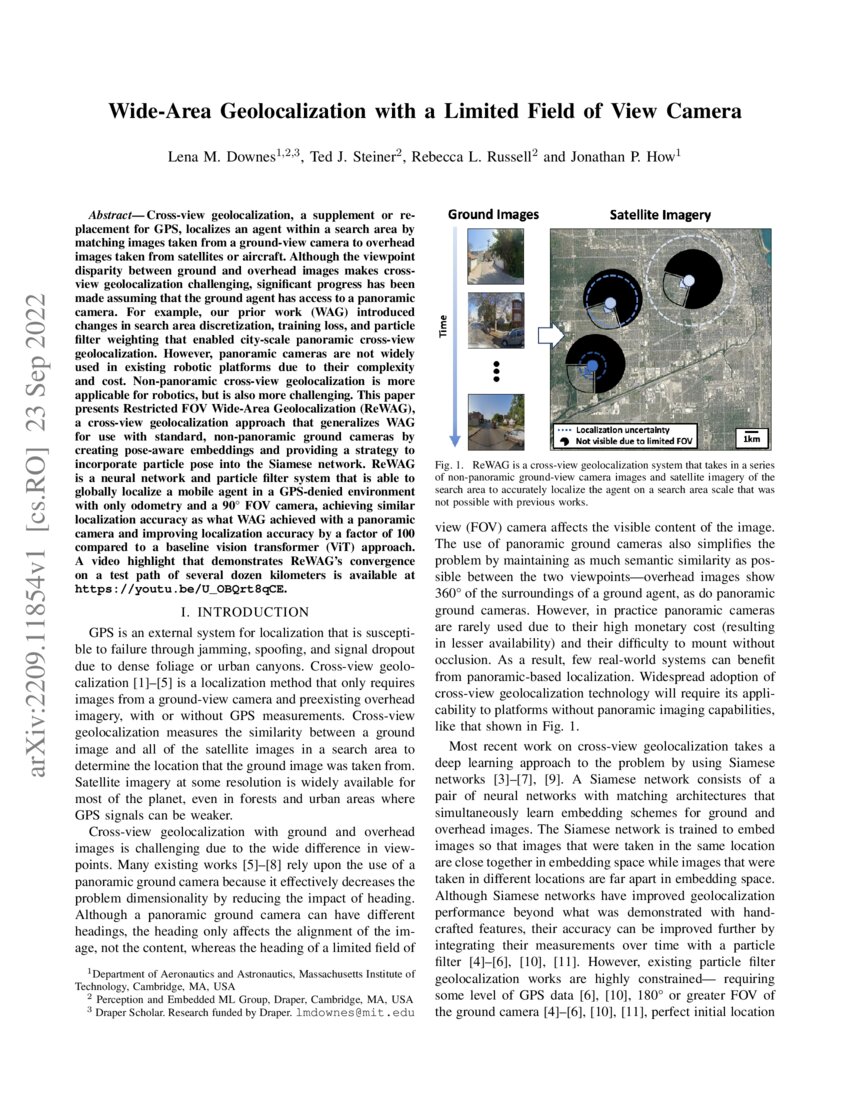 Wide-Area Geolocalization with a Limited Field of View Camera | DeepAI