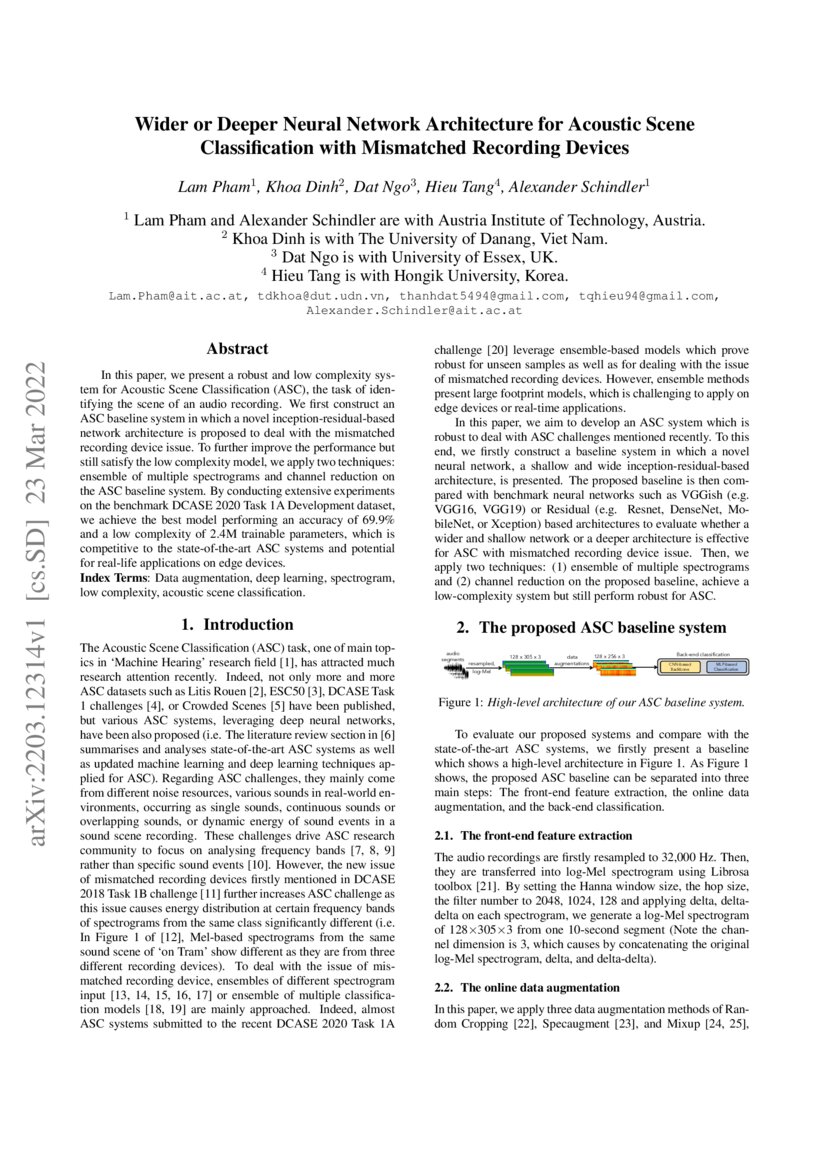 Wider Or Deeper Neural Network Architecture For Acoustic Scene Classification With Mismatched