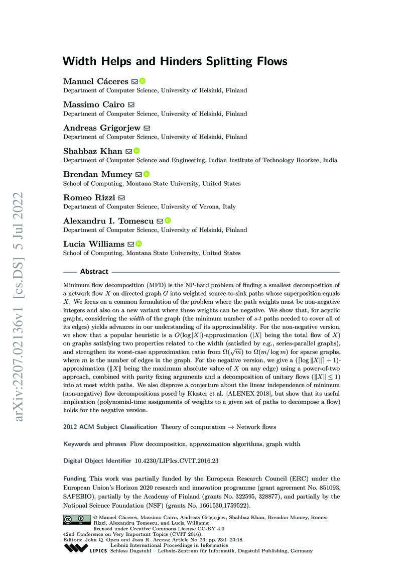 Width Helps and Hinders Splitting Flows | DeepAI