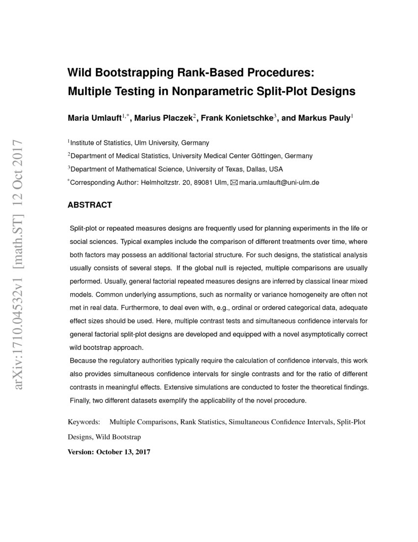 Wild Bootstrapping Rank Based Procedures Multiple Testing In Nonparametric Split Plot Designs