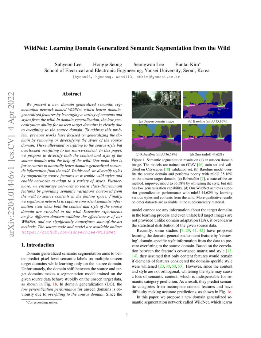 Wildnet Learning Domain Generalized Semantic Segmentation From The Wild Deepai