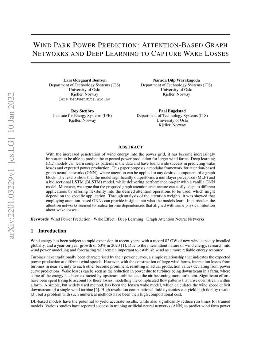 Wind Park Power Prediction Attention Based Graph Networks And Deep Learning To Capture Wake