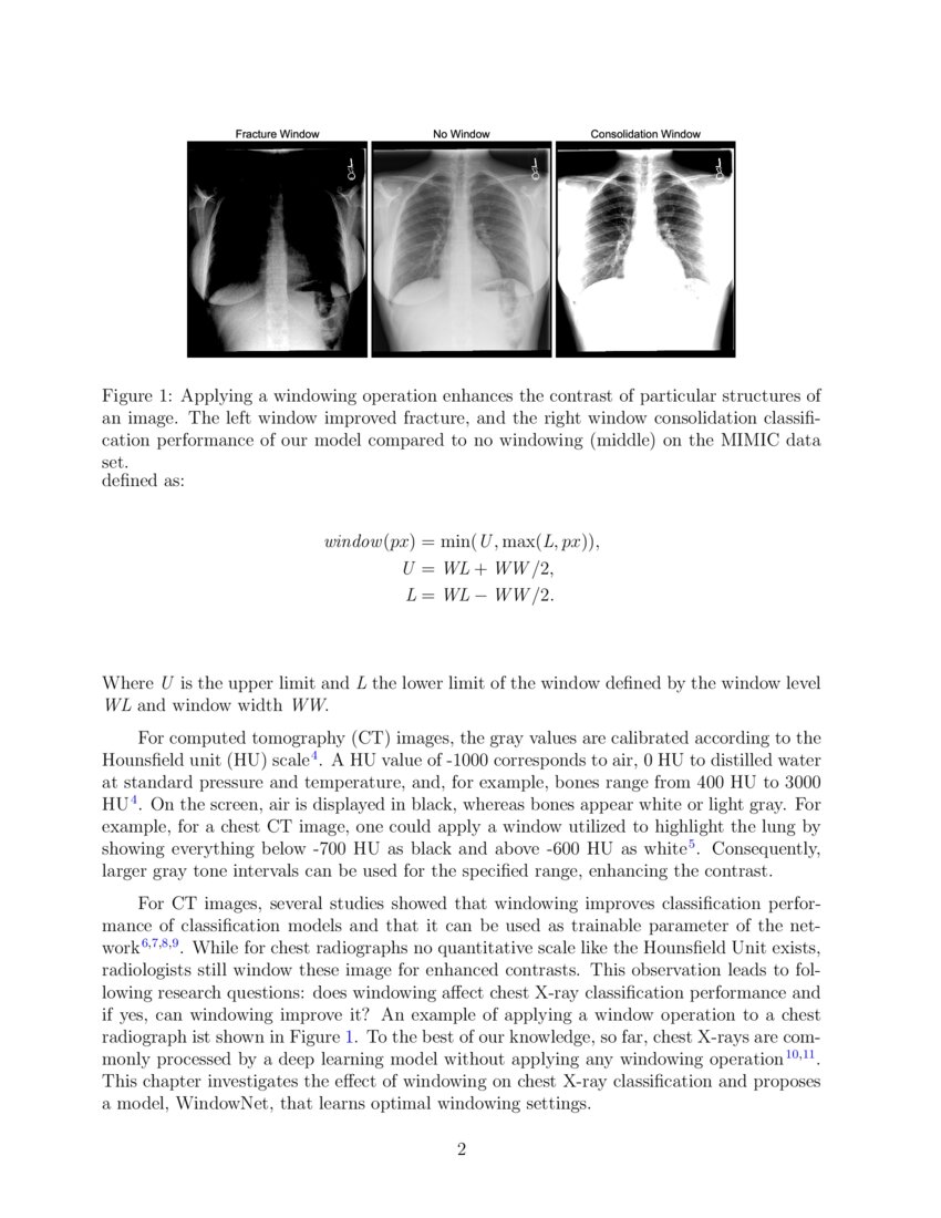 WindowNet: Learnable Windows for Chest X-ray Classification | DeepAI