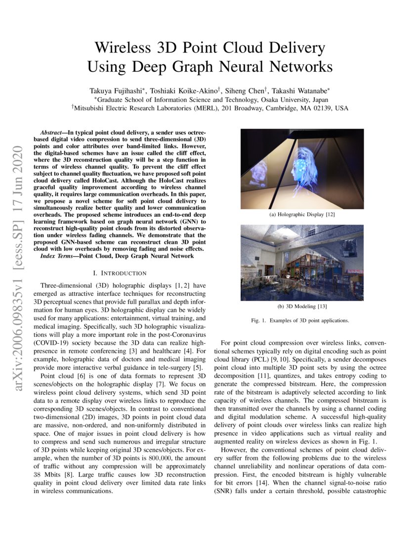 Wireless 3D Point Cloud Delivery Using Deep Graph Neural Networks | DeepAI