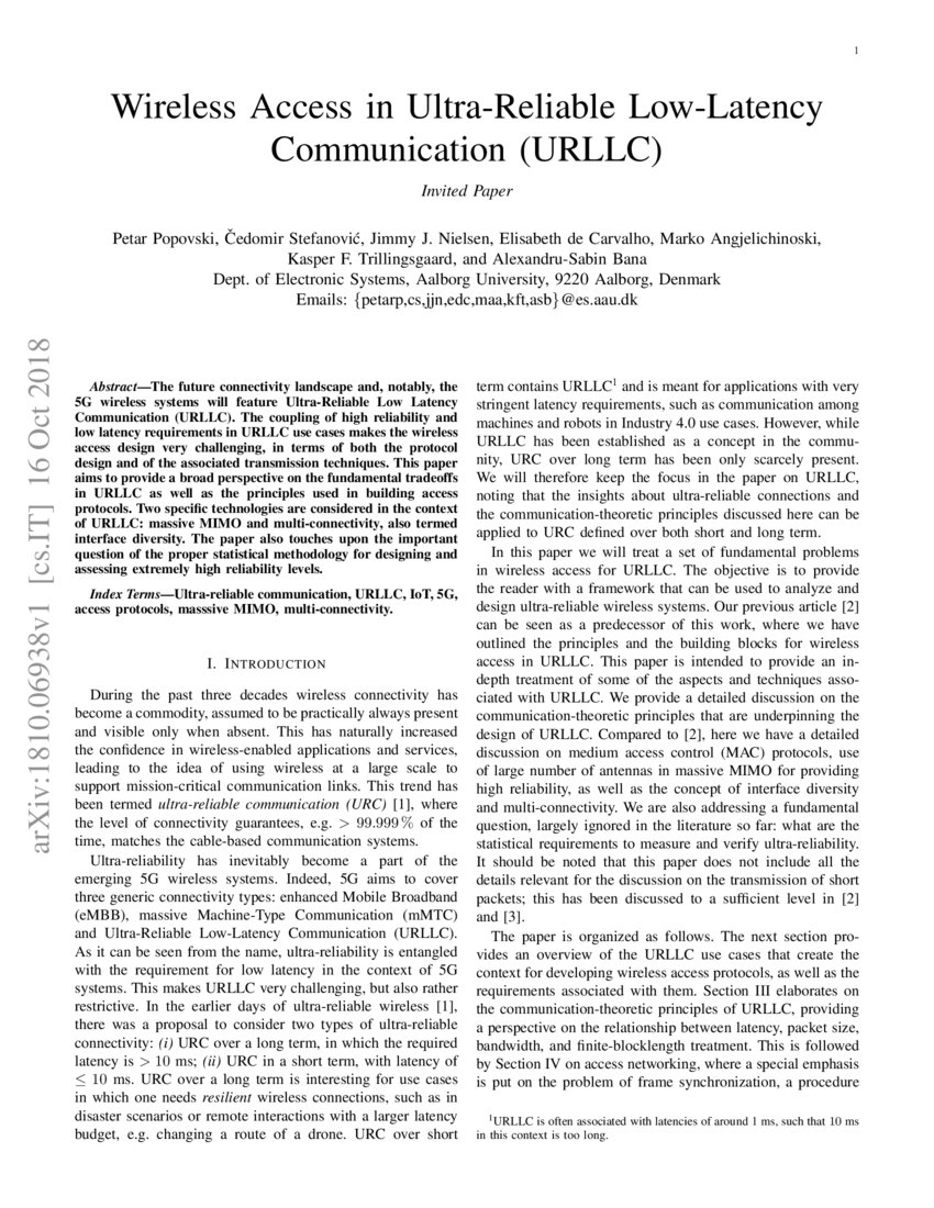 Wireless Access In Ultra Reliable Low Latency Communication Urllc Deepai
