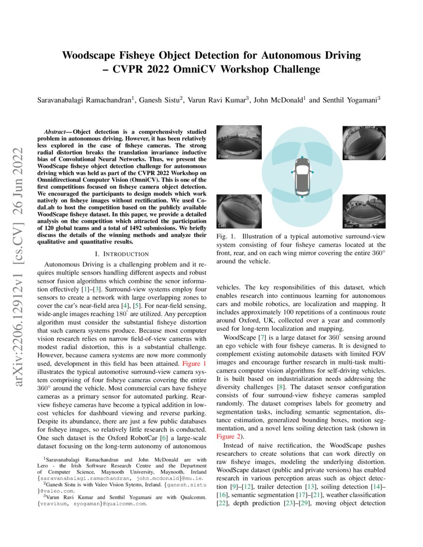 Woodscape Fisheye Object Detection for Autonomous Driving – CVPR 2022 OmniCV Workshop Challenge ...