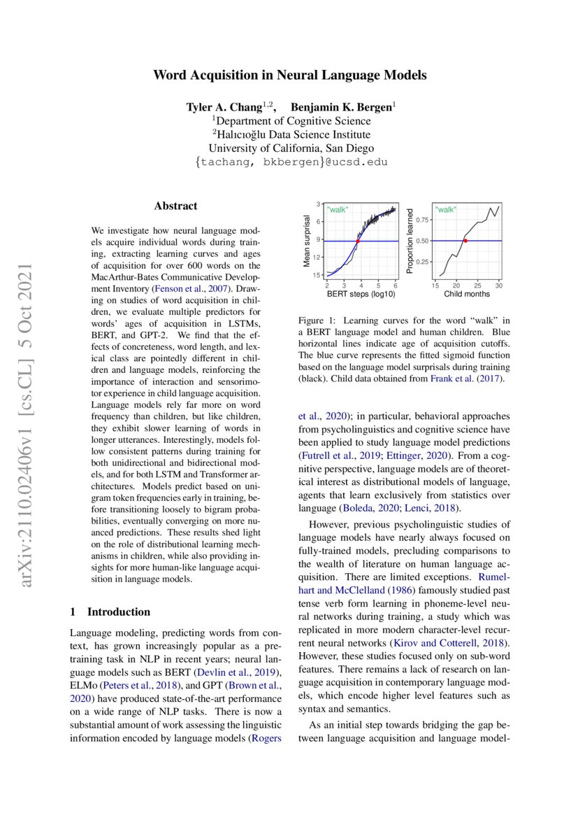 Word Acquisition in Neural Language Models | DeepAI