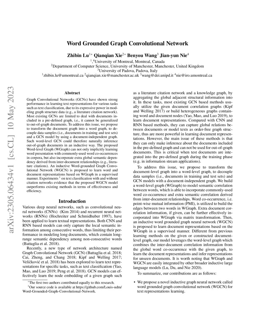 Word Grounded Graph Convolutional Network | DeepAI Word Grounded Graph Convolutional Network | DeepAI