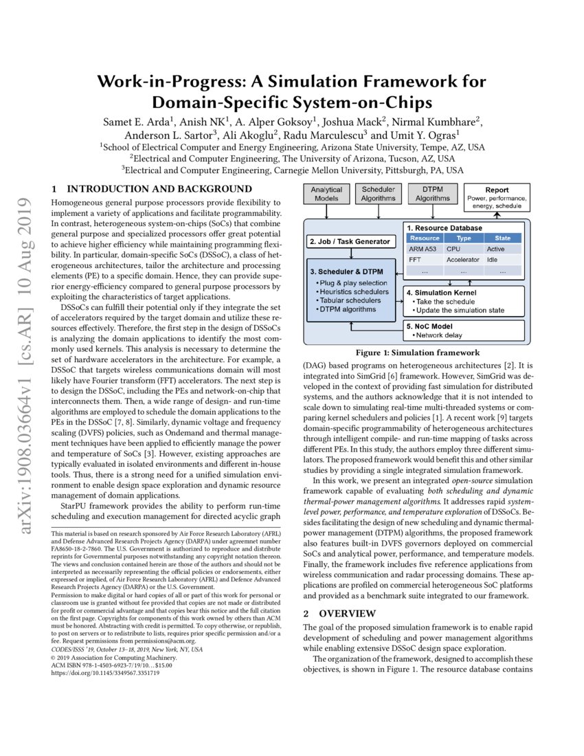 Work-in-Progress: A Simulation Framework for Domain-Specific System-on-Chips | DeepAI