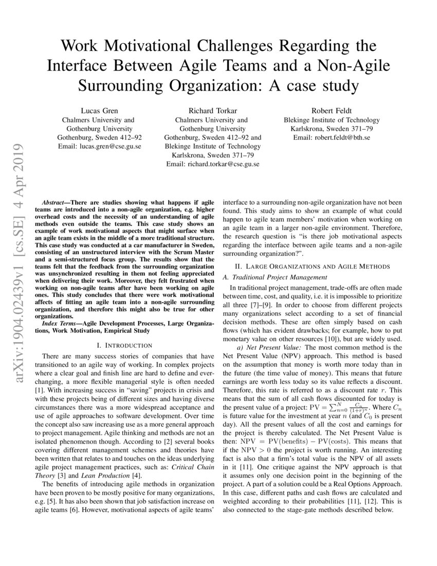 Work Motivational Challenges Regarding the Interface Between Agile ...