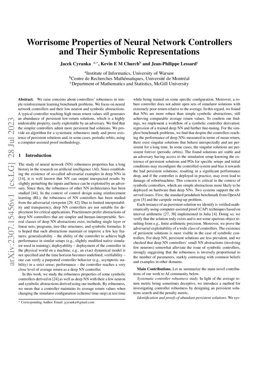 Worrisome Properties Of Neural Network Controllers And Their Symbolic