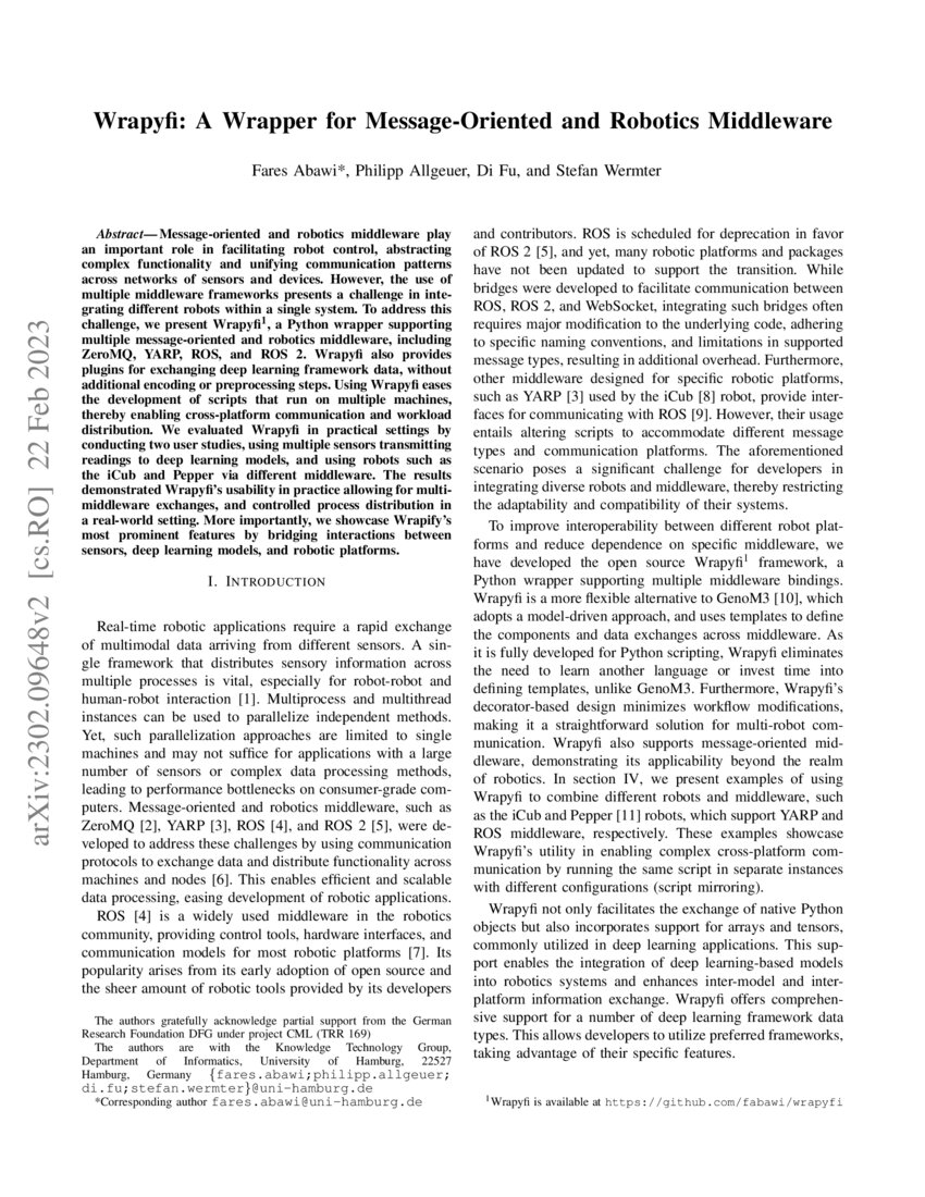 Wrapyfi A Wrapper For Message Oriented And Robotics Middleware Deepai