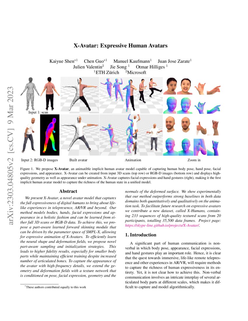 X-Avatar: Expressive Human Avatars | DeepAI