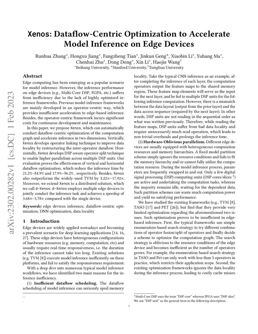 Xenos Dataflow Centric Optimization To Accelerate Model Inference On Edge Devices Deepai