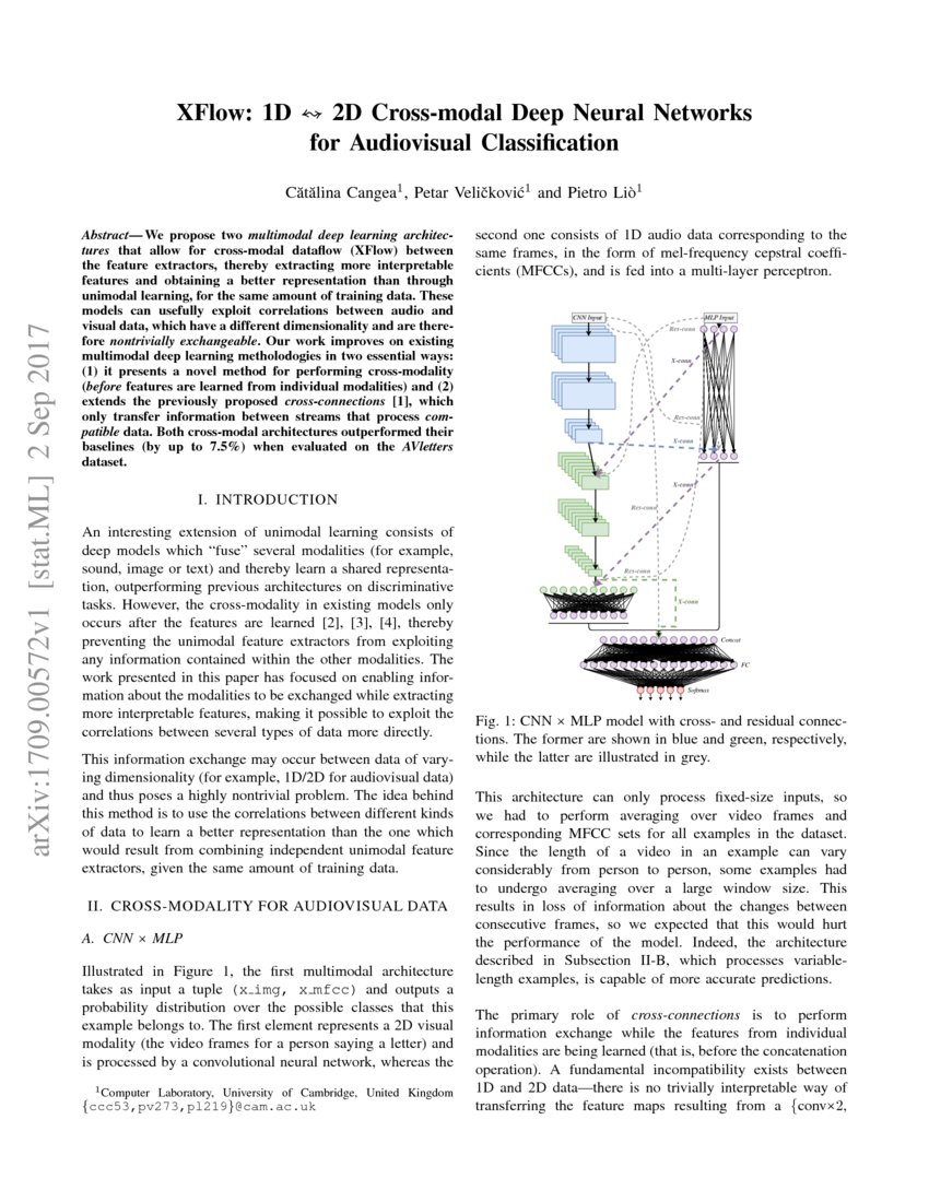 Xflow 1d 2d Cross Modal Deep Neural Networks For Audiovisual Classification Deepai