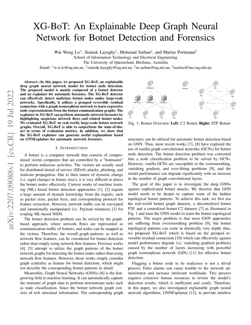 Xg Bot An Explainable Deep Graph Neural Network For Botnet Detection And Forensics Deepai